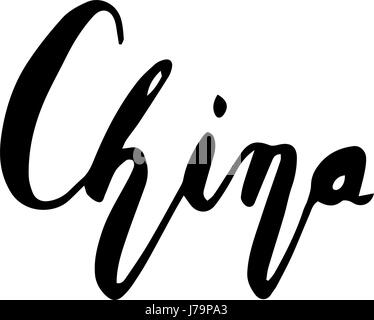 China. Set of typography style country illustrations. China map shape ...