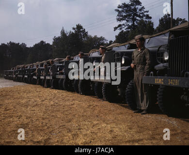 U.S. Marine Corps trucks and men at New River Marine Base, North ...