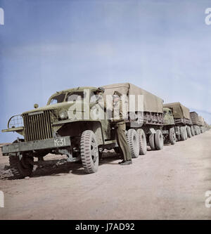 A United States Army truck convoy carrying supplies for the aid of ...