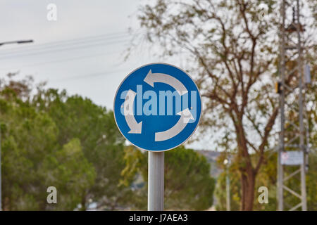 European Roundabout Sign Stock Photo - Alamy