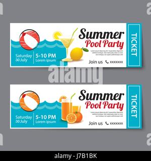 summer pool party ticket template Stock Vector Image & Art - Alamy