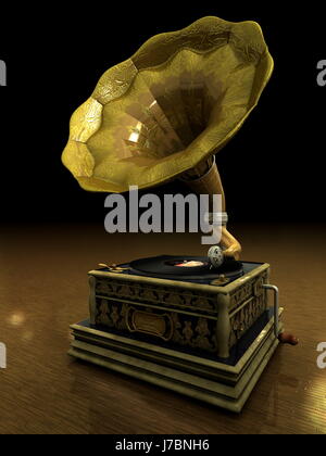 nostalgic rendering record player funnel shellac gramophone historical ...