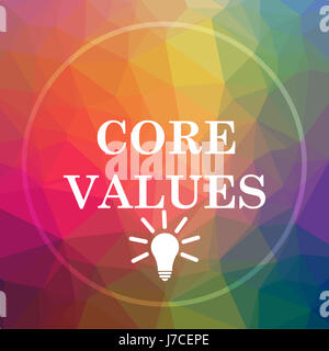 Core values icon. Core values website button on green low poly ...
