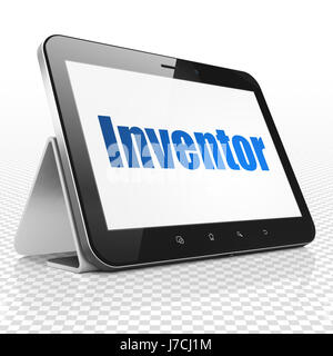 Science concept: Tablet Computer with Inventor on display Stock Photo ...