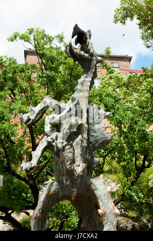 Dragon of Wawel castle sculpture - symbol of Krakow, Poland Stock Photo ...