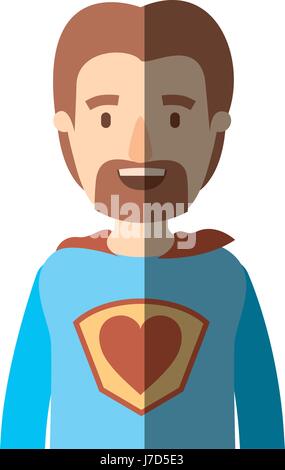 light color shading caricature half body super dad hero greeting with ...
