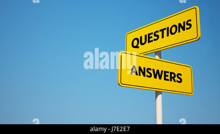 Question Signpost isolated on clean sky Stock Photo - Alamy
