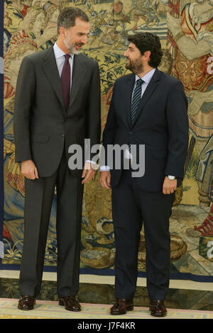 The President of Murcia, Fernando López Miras, speaks telematically at ...