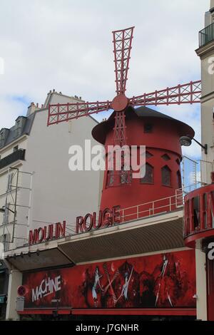 Moulin Rouge Paris France. Burlesque show windmill and building in ...
