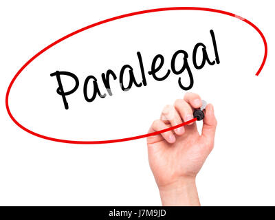 Man Hand writing Paralegal with black marker on visual screen Stock ...