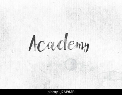 The word Academy concept and theme painted in colorful watercolors on ...