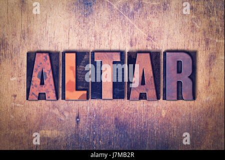 The word ALTAR concept written in colorful retro shapes and colors ...