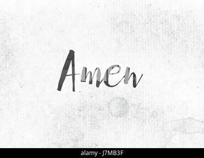 The word Amen concept and theme painted in colorful watercolors on a ...