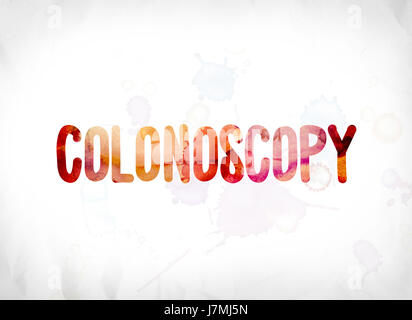 The word Colonoscopy concept and theme painted in colorful watercolors ...