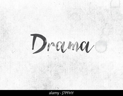 The word Drama concept and theme painted in colorful watercolors on a ...