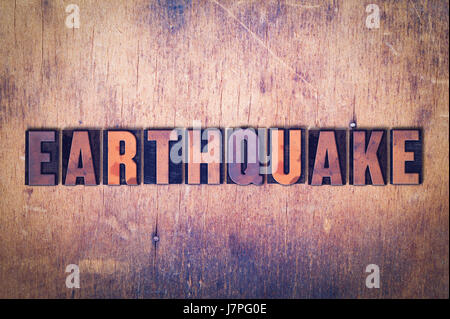 The word EARTHQUAKE concept written in colorful retro shapes and colors ...