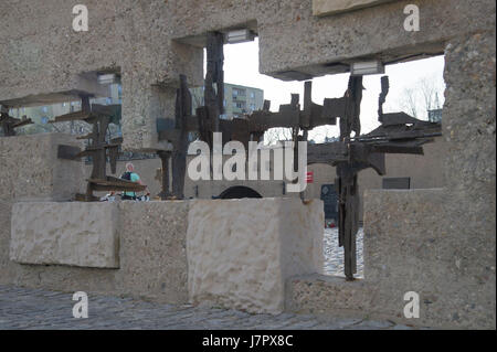 Warsaw Poland, remains of the gate entrance into Pawiak prison, which ...