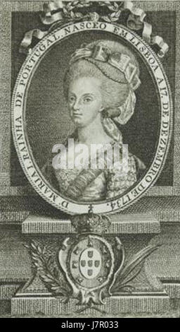 This drawing of Queen Maria I of Portugal depicts her in royal regalia ...