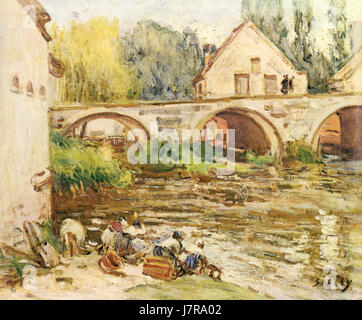 A painting by Alfred Sisley, a renowned French Impressionist painter ...