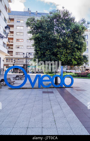view of the historic center of Oviedo in Oviedo in Asturias, Spain on ...