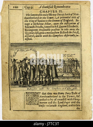 Babington with his complices in S. Giles fields'. Text and woodcut ...