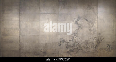 This 17th-century Japanese folding screen depicts the enthronement of ...