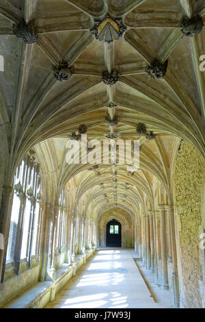 The cloisters of Lacock Abbey in Wiltshire, England, are a striking ...