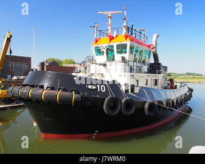 The image shows a Voith Schneider Propeller installed on a vessel at ...