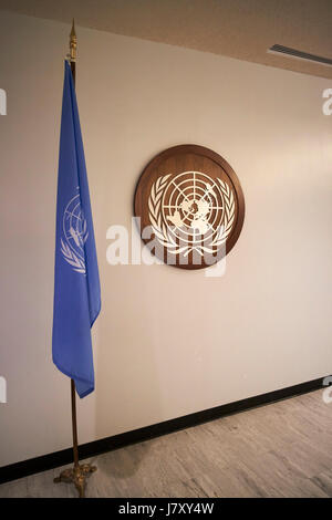 United Nations logo in UN headquarters in Manhattan New York City Stock ...
