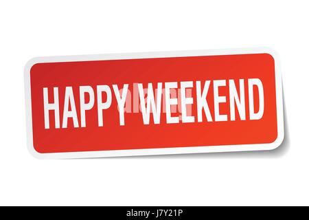 happy weekend square sticker on white Stock Vector Image & Art - Alamy