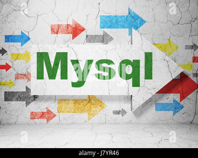 Programming concept: arrow with MySQL on grunge wall background Stock ...
