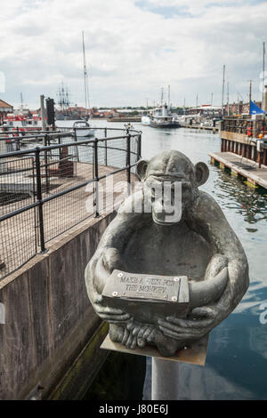 The monkey statue for charity donations at Hartlepool Marina,England,UK ...
