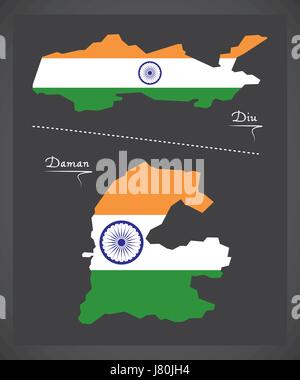 Map of India with the provinces, Daman and Diu is highlighted Stock ...