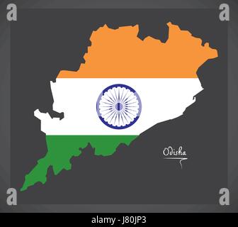 map of Odisha is a state of India with borders districts Stock Vector ...