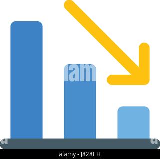 Bar Chart Graph Down Arrow Line Icon. Depreciate Depreciation Downward ...