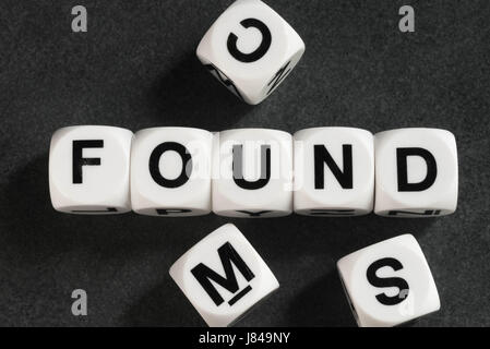 word found on white toy cubes, concept Stock Photo - Alamy