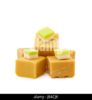 Caramel Fudge Blocks Candy Isolated on White Stock Photo - Alamy