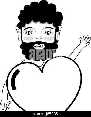 man with beard and heart in the chest, vector illustration Stock Vector ...