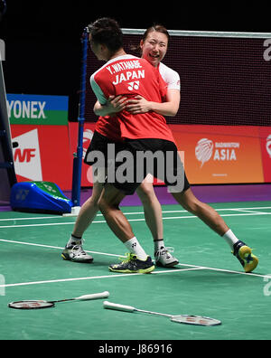 Japan's Yuta Watanabe, front, and Arisa Higashino celebrate after ...
