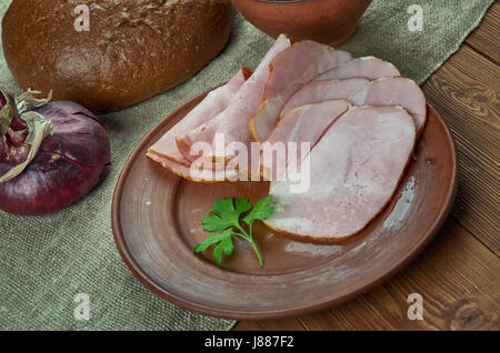 Palvikinkku - Finnish smoked ham. Rustic style Stock Photo - Alamy