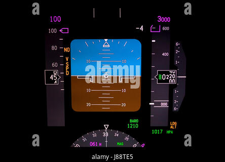 horizon display indicator altitude cockpit aircraft aeroplane plane ...