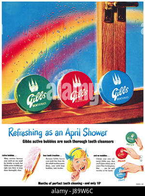 Advert advertising Gibbs Dentifrice teeth cleaning powder. Original ...