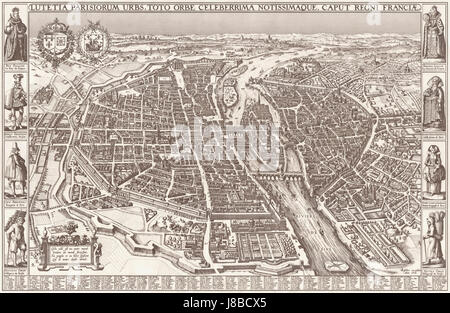 17th century city Map of Paris, France Stock Photo - Alamy