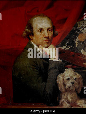 Johan Zoffany. Self portrait with dog, Roma Stock Photo - Alamy