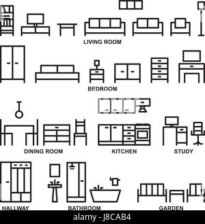 Garden furniture icons set. Outline set of Garden furniture vector ...