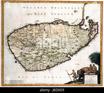 A historical map depicting ancient Ceylon (modern-day Sri Lanka) from ...