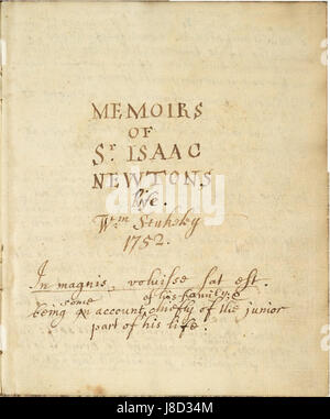 The Memoirs of Sir Isaac Newton provides an account of the life and ...