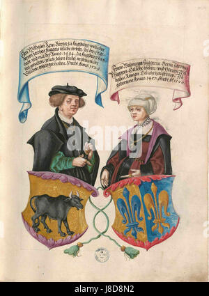 A page from the 'Fugger Ehrenbuch,' a 16th-century German noble family ...