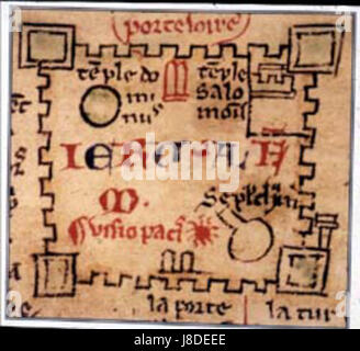 A detailed map of the old city of Jerusalem, highlighting its ancient ...