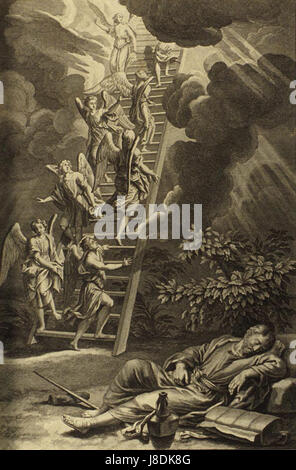 Figures representing the biblical Jacob's Ladder, depicting the ...